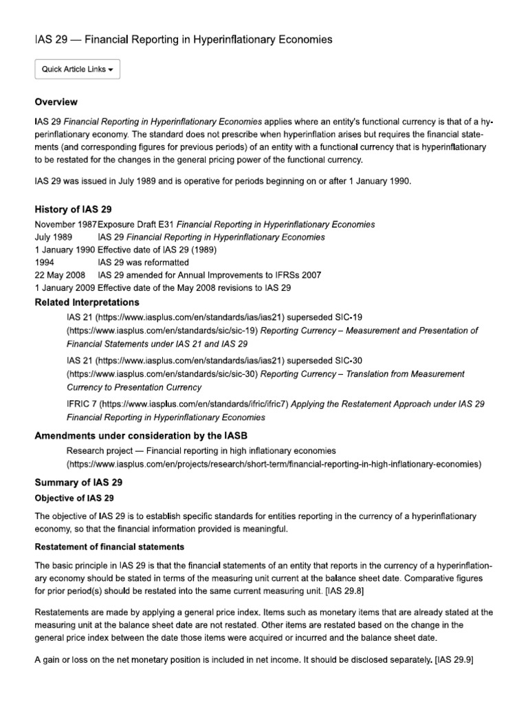 IAS 29 Summary | PDF