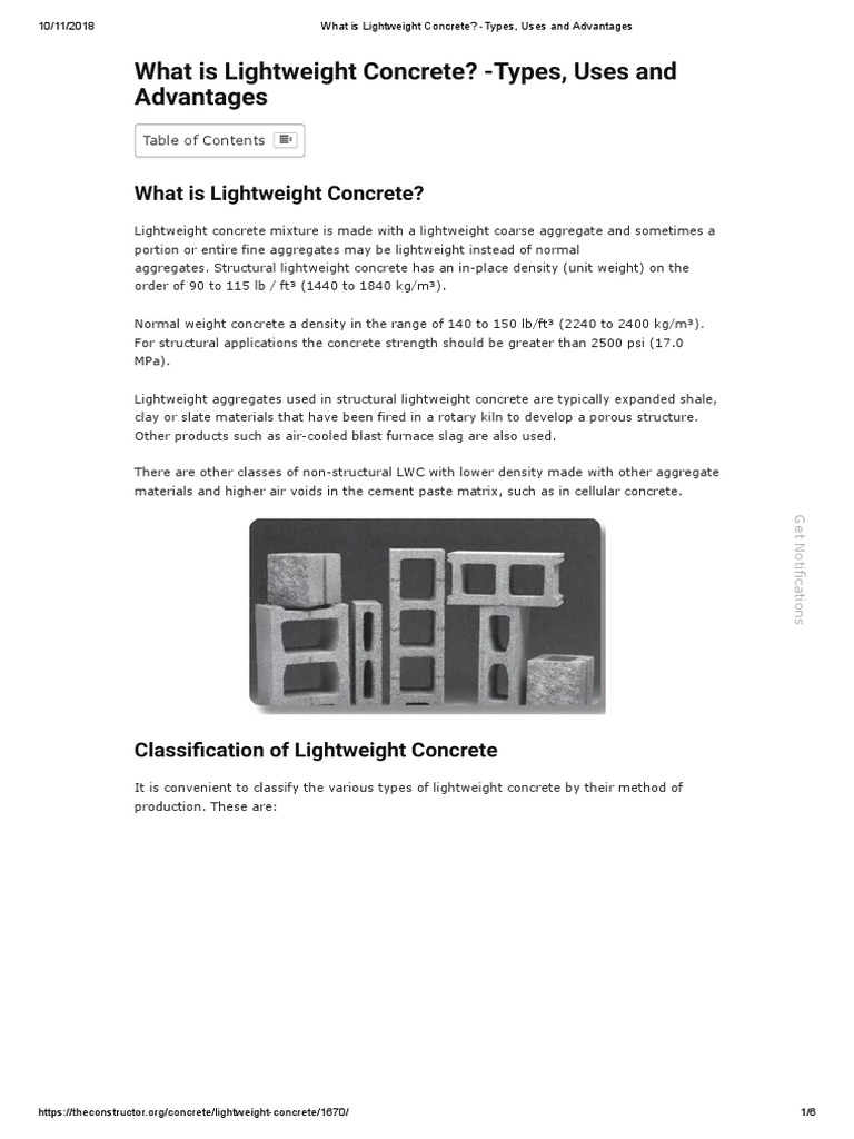 What Is Lightweight Concrete - Types, Uses and Advantages | PDF ...