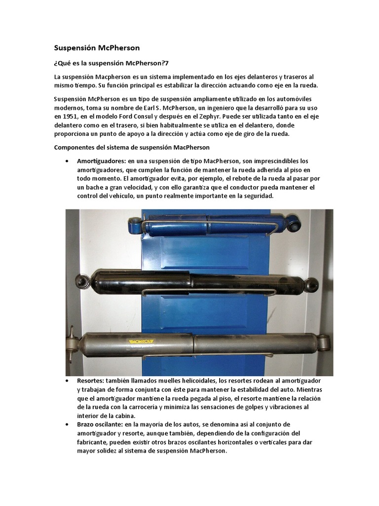 Suspensión McPherson | PDF | Eje | Direccion