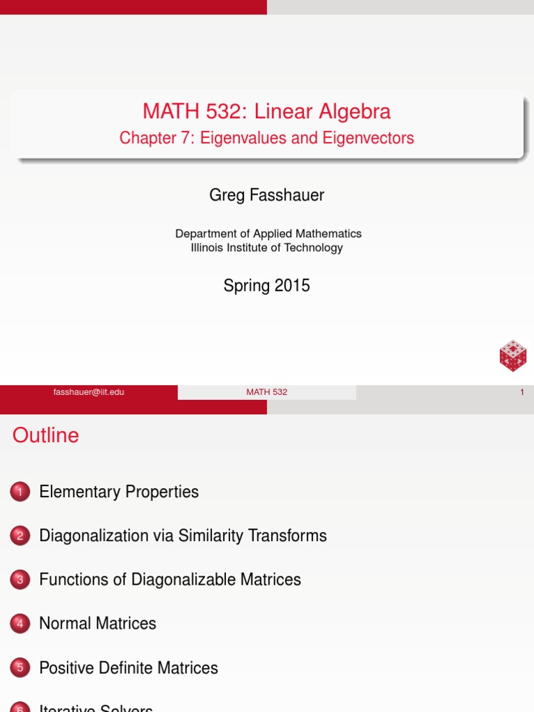 MATH 532: Linear Algebra: Chapter 7: Eigenvalues and Eigenvectors | PDF ...