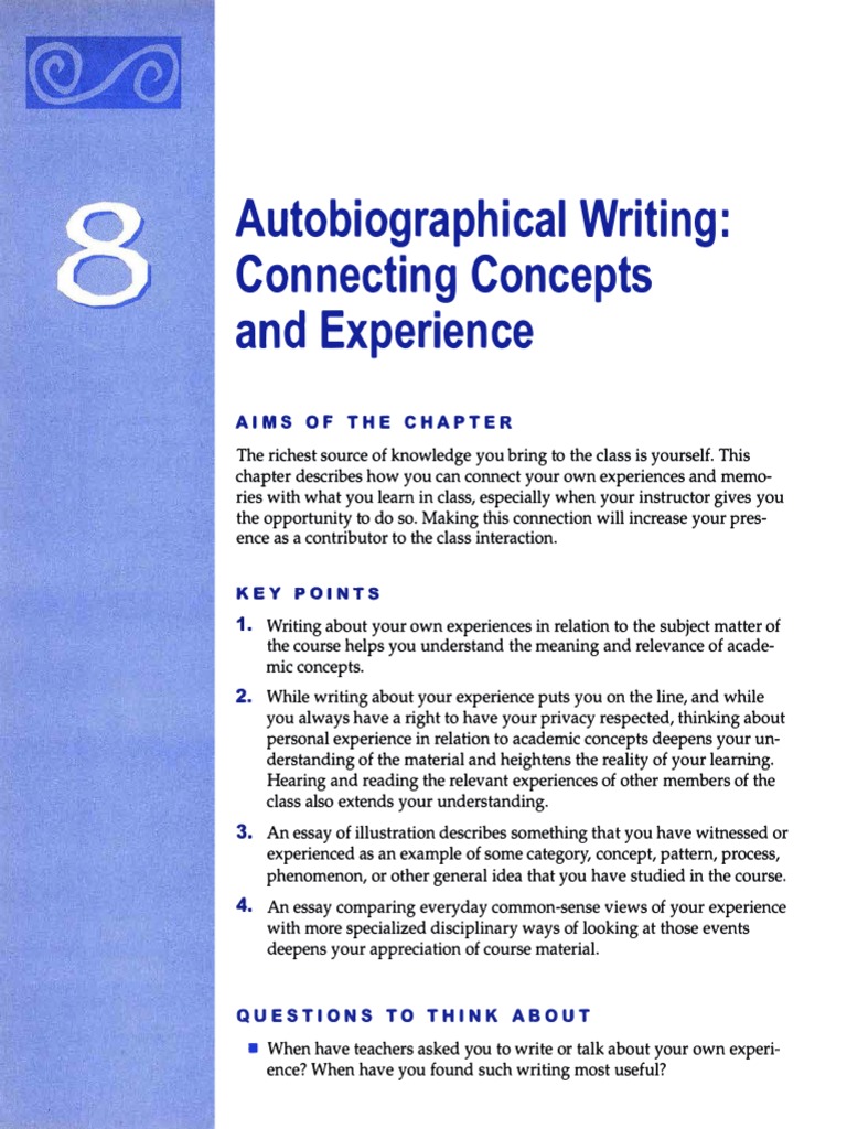 Autobiographical Writing: Connecting Concepts and Experience | PDF ...