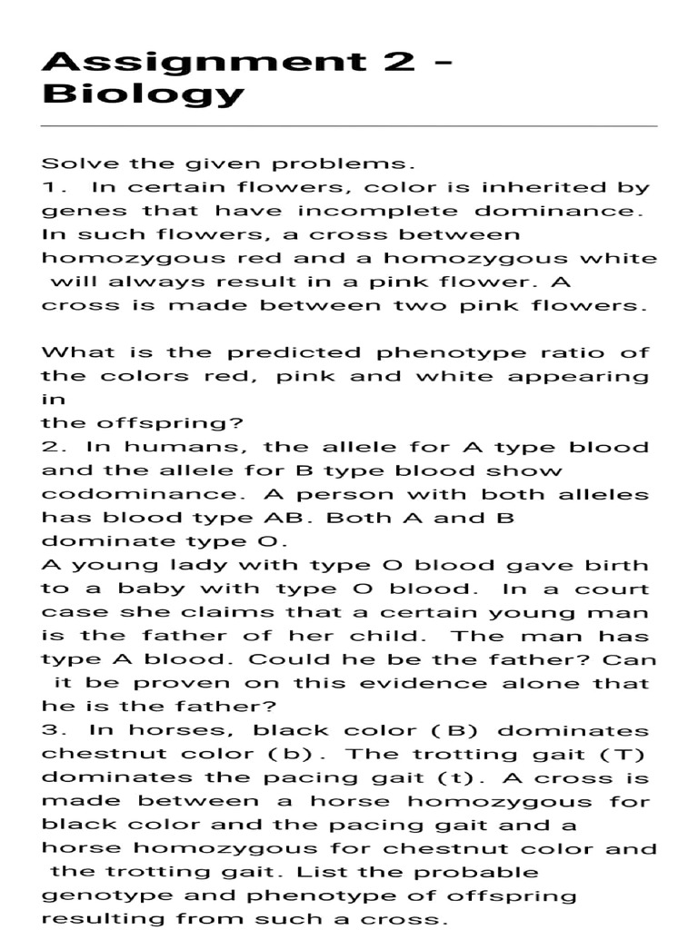 Assignment - 2 - Class 12 Biology | PDF | Language Arts & Discipline ...