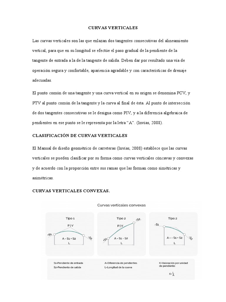 Curvas Verticales | PDF | Longitud | Pendiente