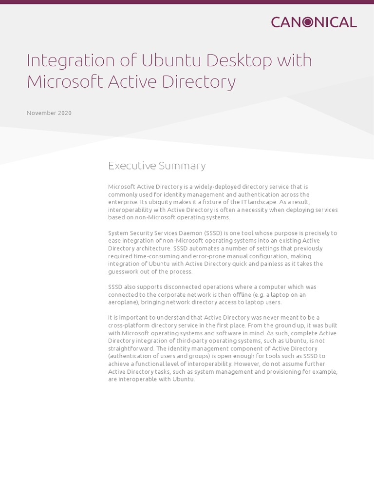 Integration of Ubuntu Desktop With Microsoft Active Directory | PDF ...