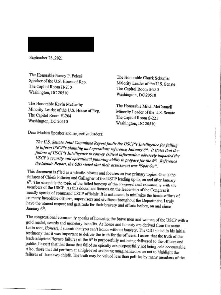 Letter From Whistleblower About J6 | PDF | United States Congress ...