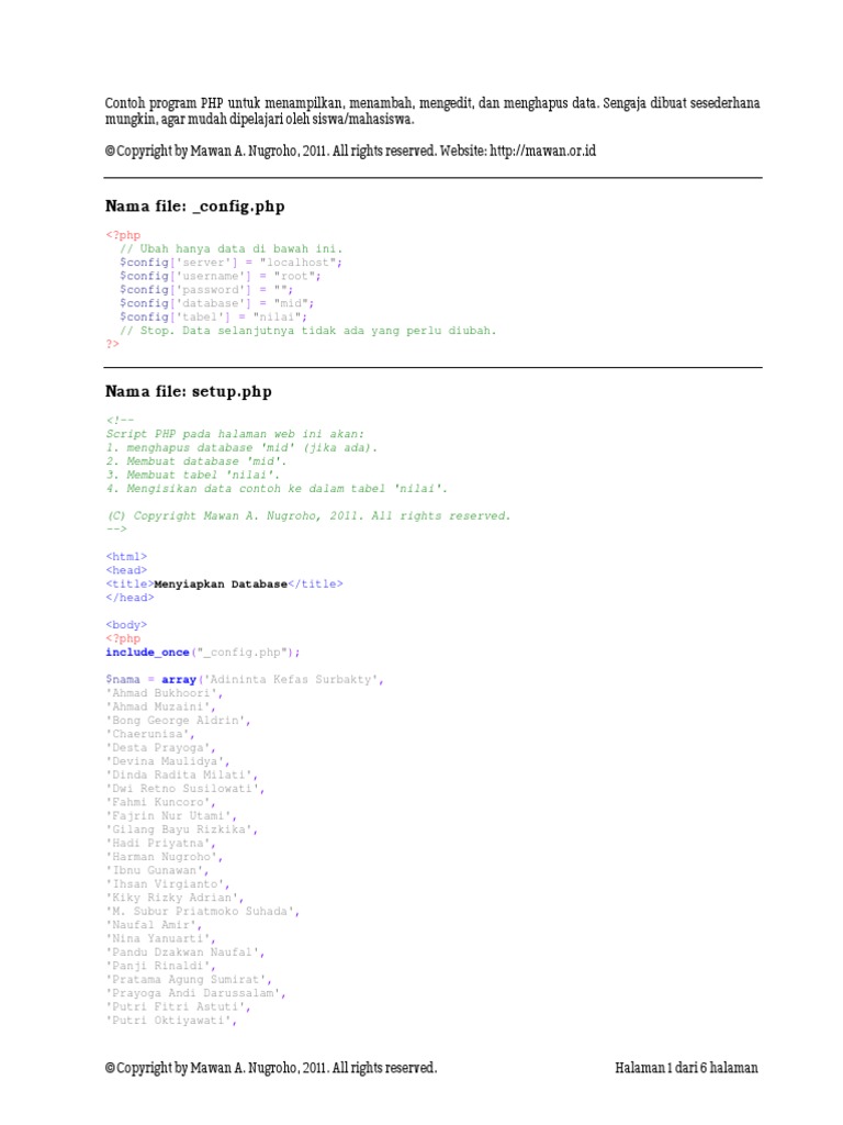 Contoh Program PHP Dan MySQL Untuk Menampilkan Menambah Mengedit Dan ...