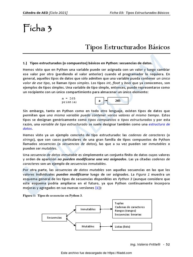 Ficha 03 2021 - Tipos Estructurados Basicos Python | PDF | Python ...