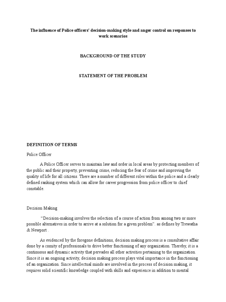 The Influence of Police Officers' Decision-Making Style and Anger ...