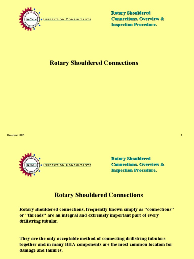 Rotary Shouldered Connections BMCP | PDF | Pipe (Fluid Conveyance) | Manufactured Goods