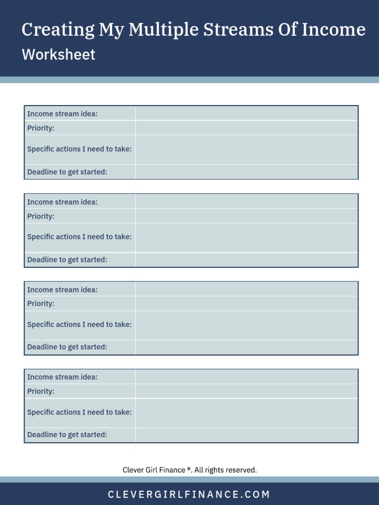 Multiple Streams of Income Worksheet | PDF