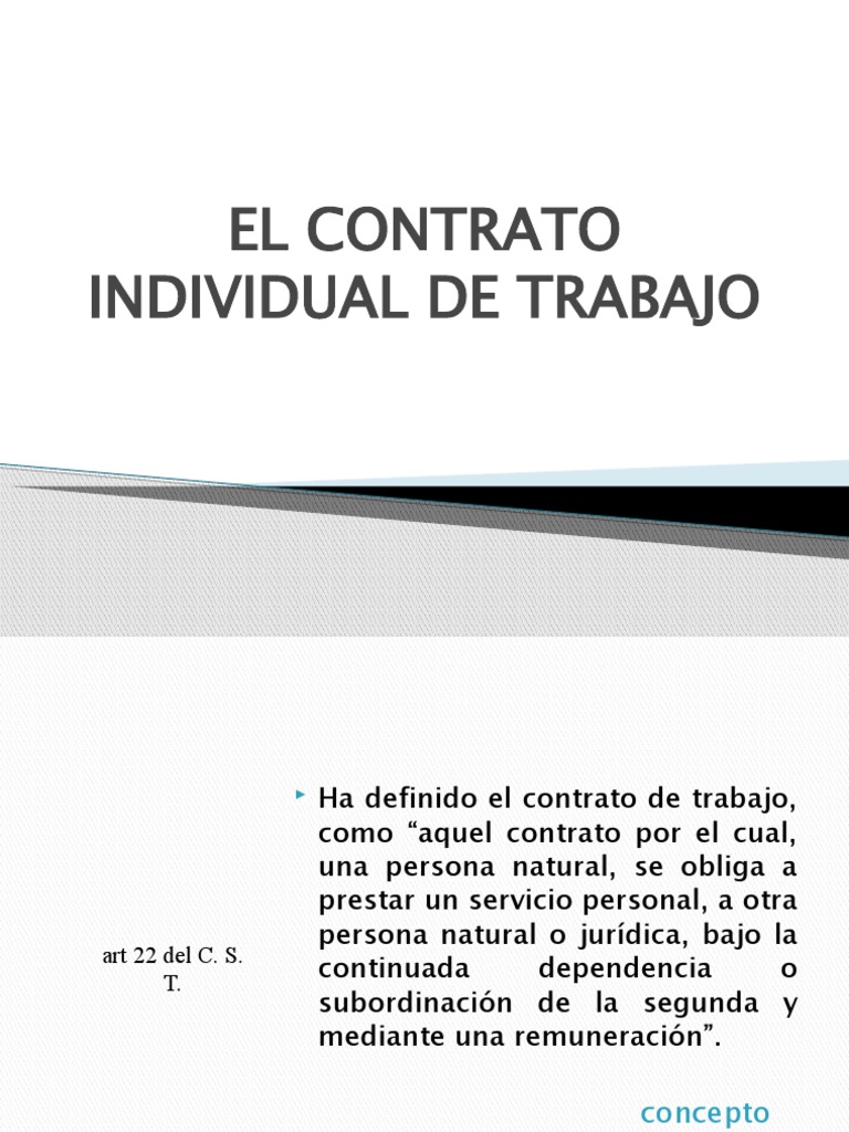 Diapositivas El Contrato Individual de Trabajo | Unduh gratis PDF | Derecho laboral | Salario
