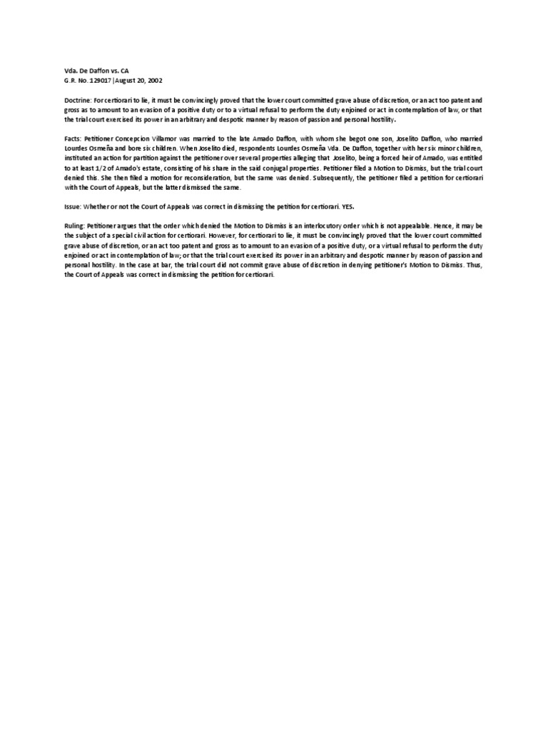 1vda. de Daffon vs. Ca | PDF 1vda. de Daffon vs. Ca | PDF
