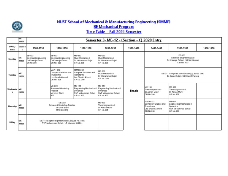NUST School of Mechanical & Manufacturing Engineering (SMME) BE ...