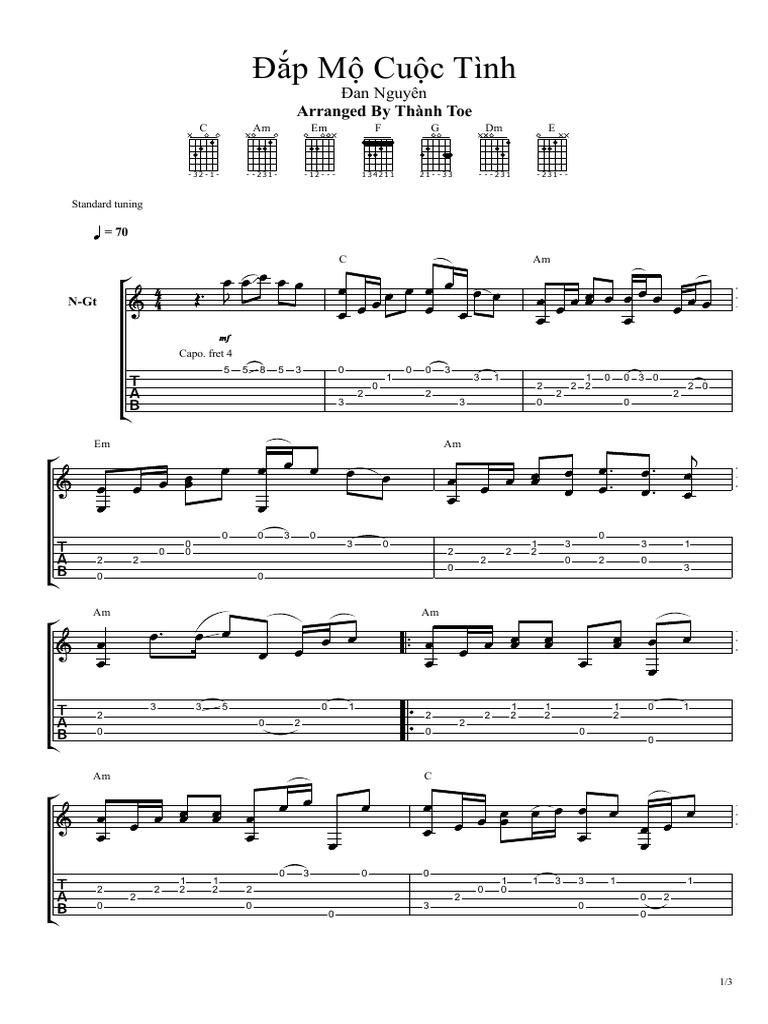 Hợp Âm Đắp Mộ Cuộc Tình | PDF | Guitar Family Instruments | Necked Lutes