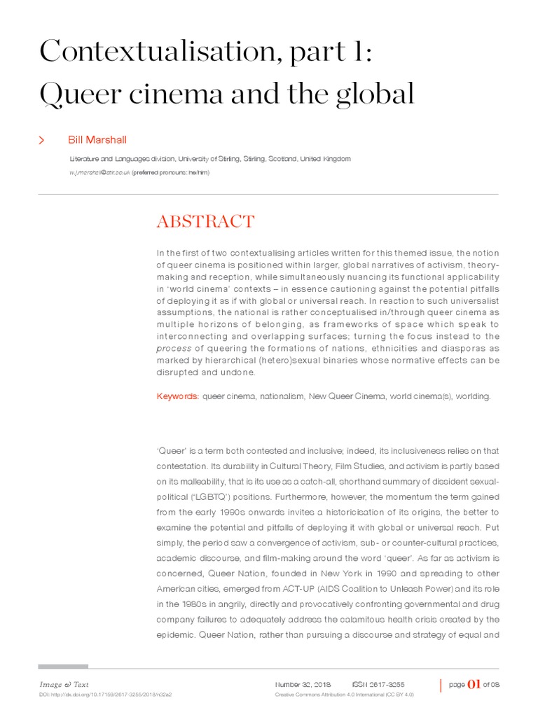 Contextualisation, Part 1: Queer Cinema and The Global | PDF | Queer Theory | LGBTQIA+ Studies