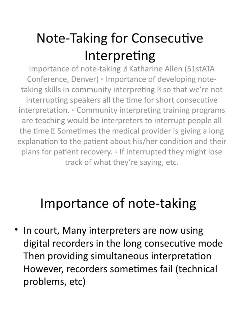 Note-Taking Techniques for Interpreters | PDF | Language Interpretation ...