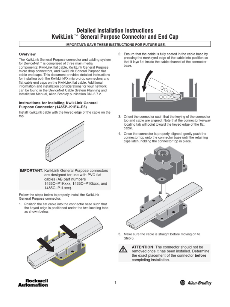 1485-In001 - En-P KwikLink General Purpose DeviceNet Media Installation ...