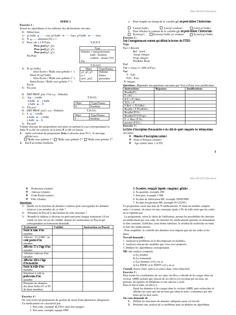 Serie 2 | PDF | Programmation informatique | Informatique