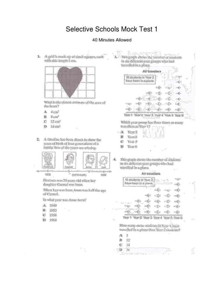Selective Schools Mock Test 1 | PDF