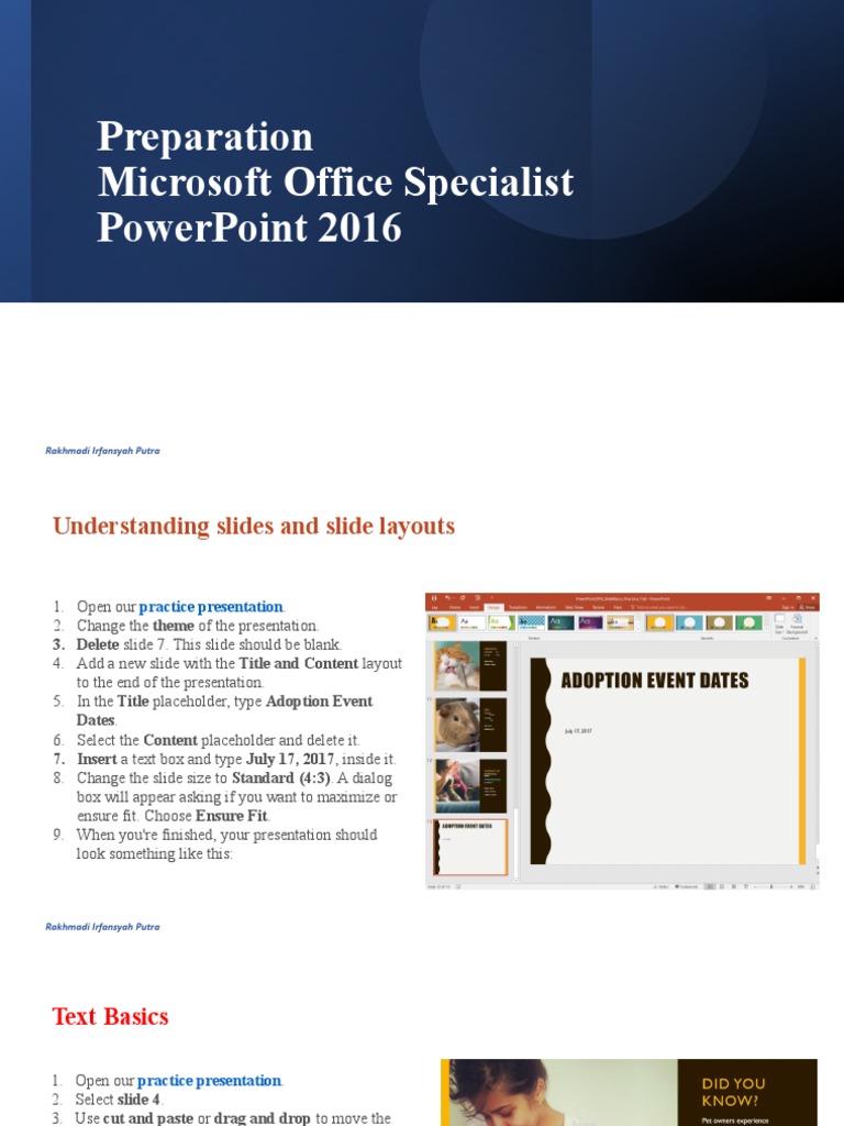 Preparation Microsoft Office Specialist Powerpoint 2016: Rakhmadi ...