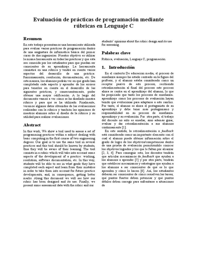 Rubrica Programacion | PDF | Rúbrica (Académica) | Evaluación Rubrica Programacion | PDF | Rúbrica (Académica) | Evaluación