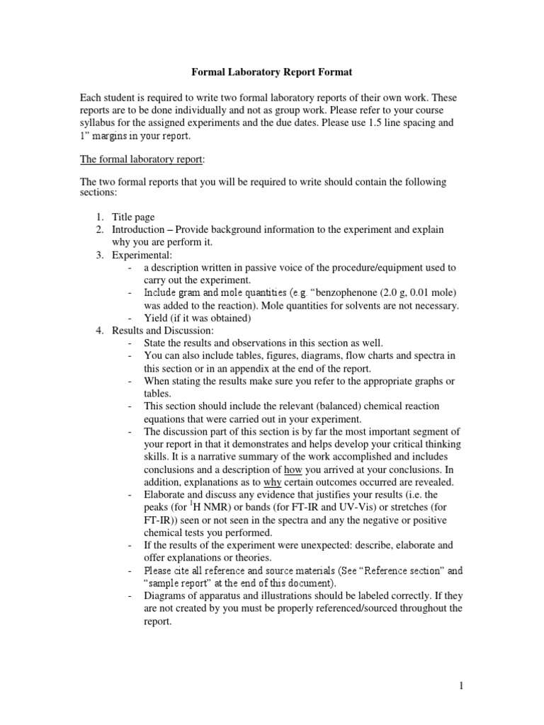 Organic Chemistry Lab Formal Report Format | PDF | Experiment ...