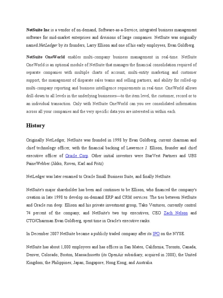 History: Netsuite Oneworld Enables Multi-Company Business Management in ...