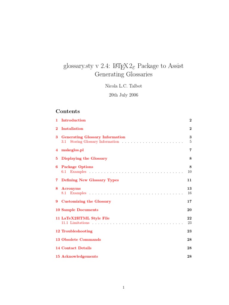 LaTeX Glossary Package Guide | PDF | Support Vector Machine | Determinant