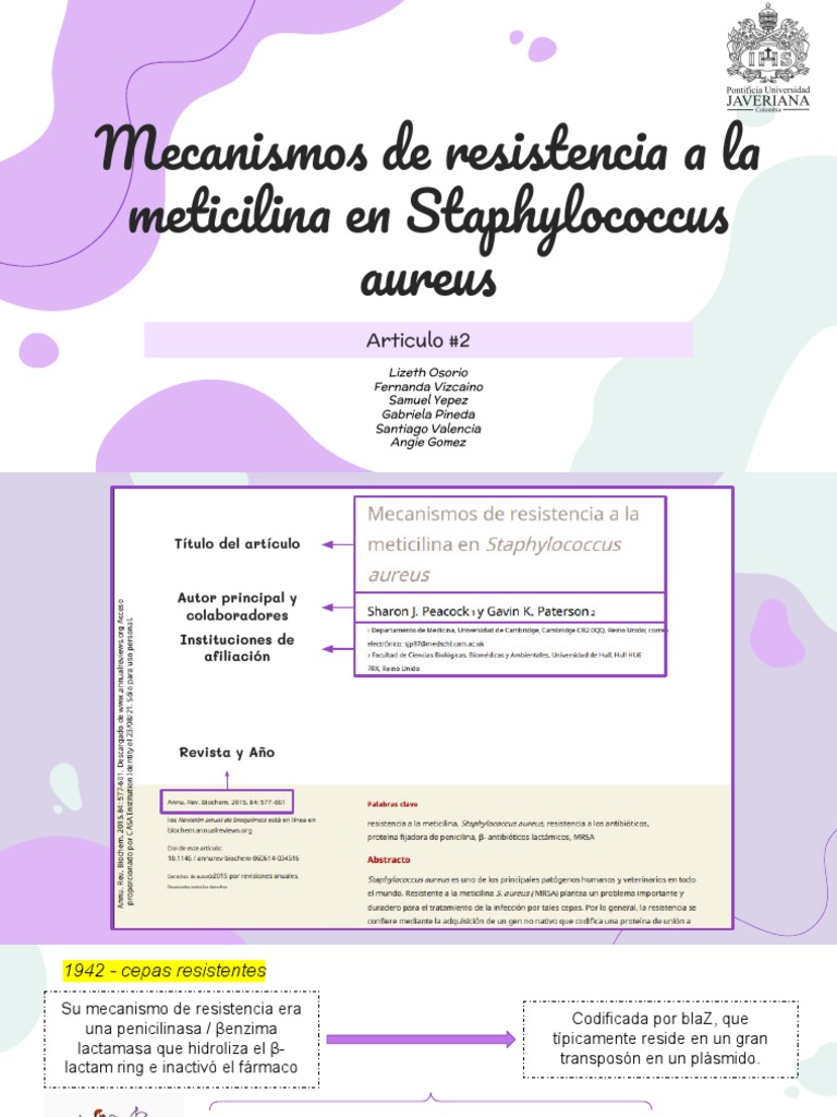 Articulo #2: Mecanismos de Resistencia A La Meticilina en Staphylococcus Aureus | Descargar ...