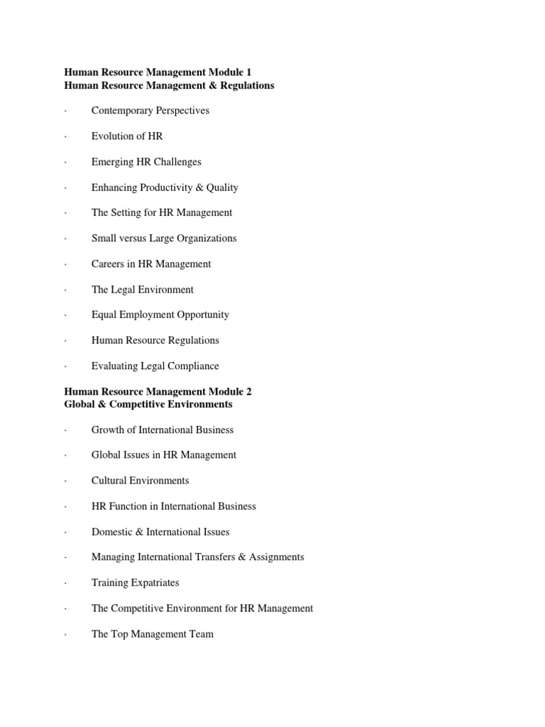 Human Resource Management Module 1 Human Resource Management ...