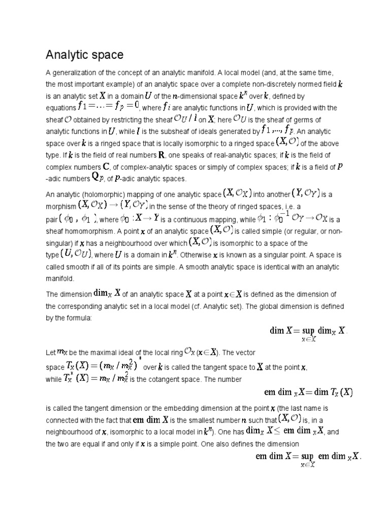 Analytic Space | PDF | Holomorphic Function | Vector Space