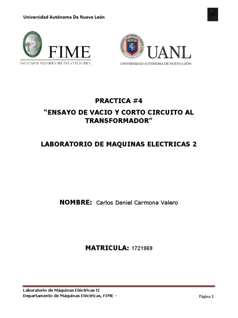 Practica 4 Maq. 2 | PDF | Transformador | Inductor