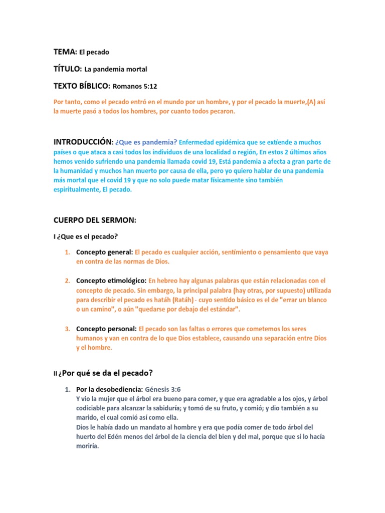 Sermon Temático | PDF | Pecado | Creencia religiosa y doctrina