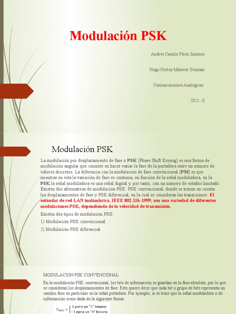 Modulación PSK | PDF | Modulación | Velocidad de bits