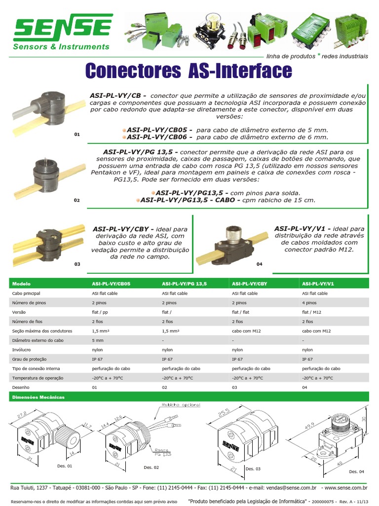 Conectores AS-Interface e Cabos Flat | PDF