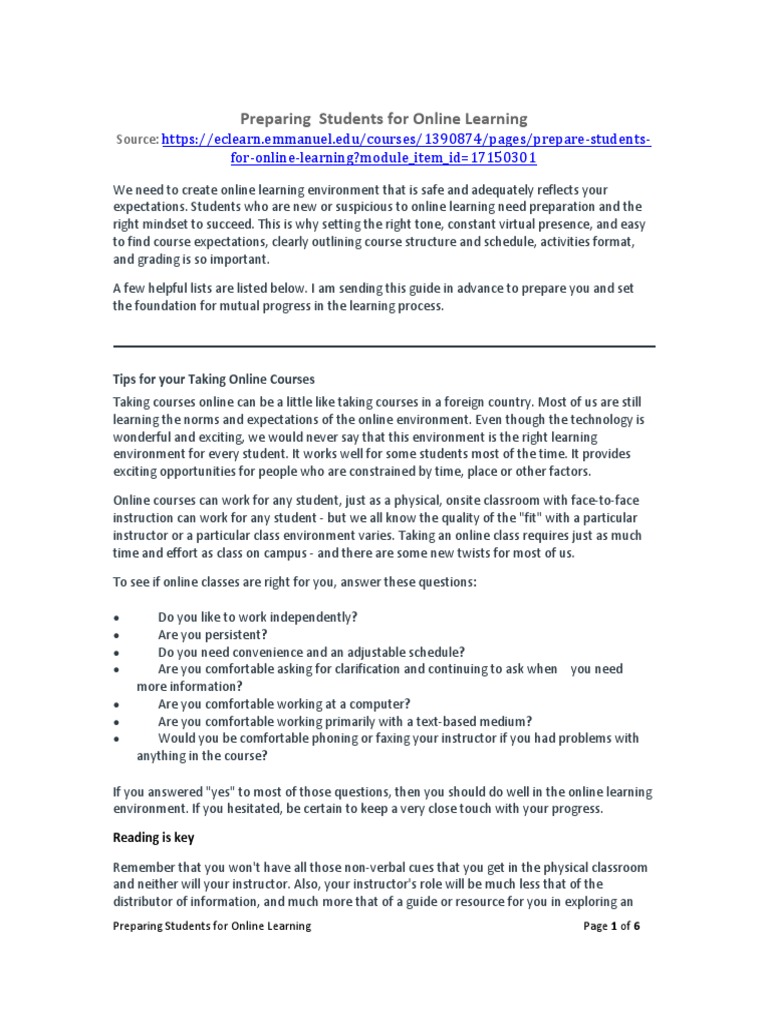 Online Learning Success Guide | PDF | Educational Technology | Distance ...