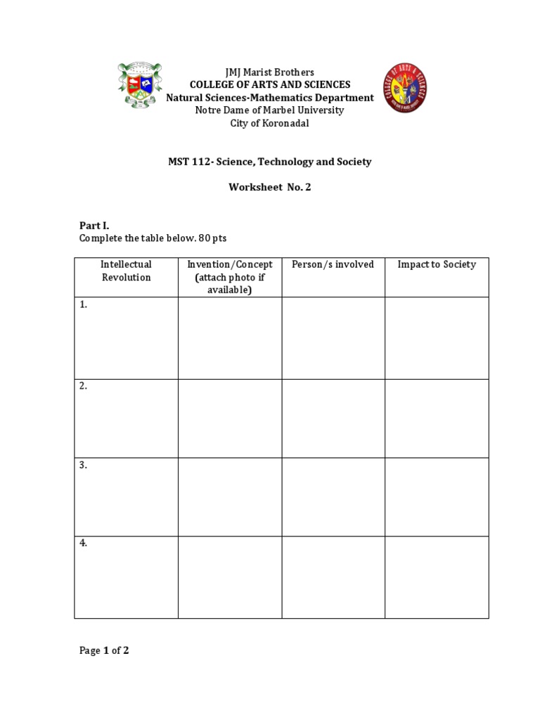 STS Worksheet 2 | PDF