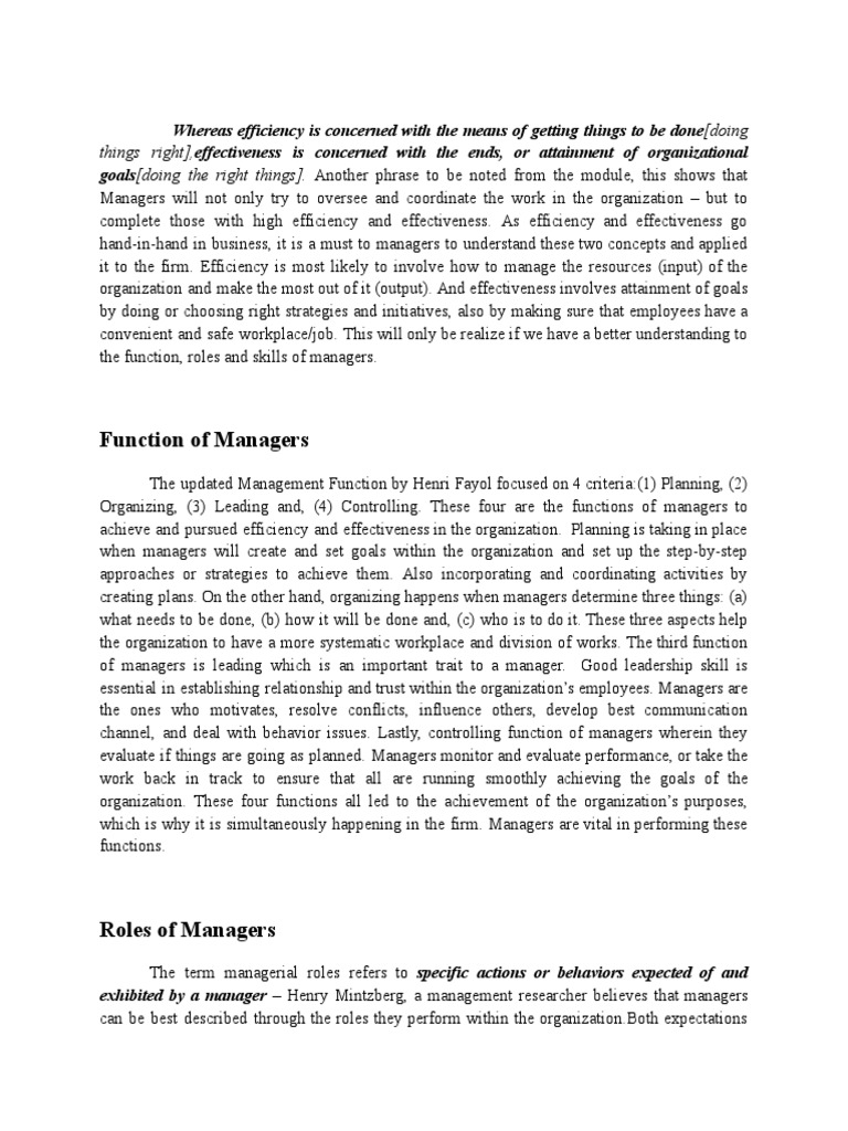 Managerial Roles and Skills Explained | PDF | Leadership | Goal