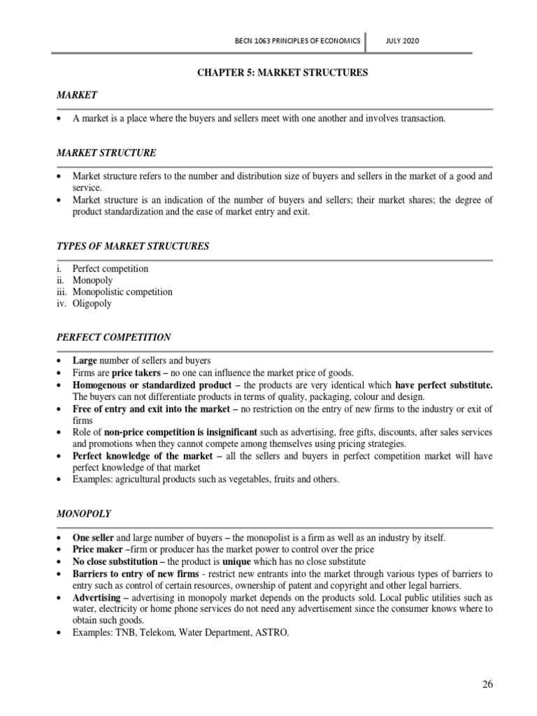 Chapter 5: Market Structures | PDF | Monopoly | Market Power