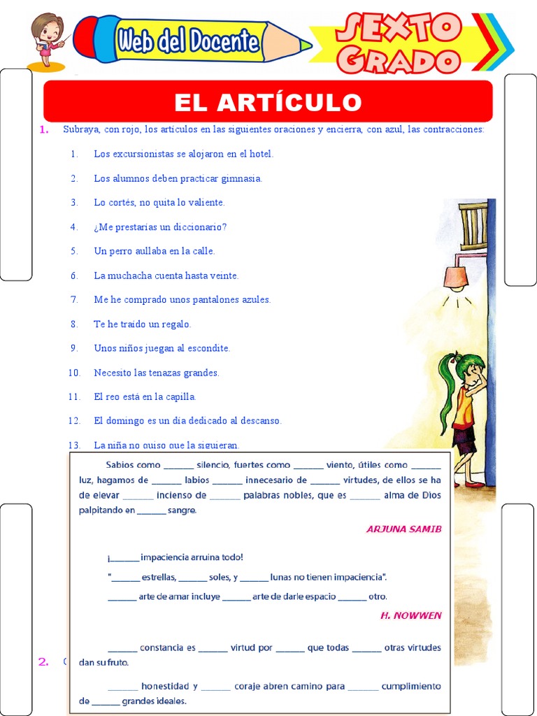 Ejercicios de artículos y contracciones | PDF