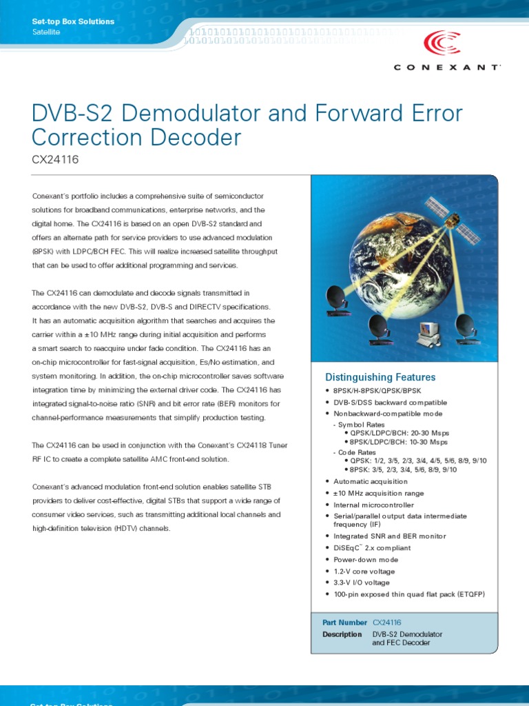 DVB-S2 Demodulator and Forward Error Correction Decoder: Satellite | PDF | Set Top Box ...
