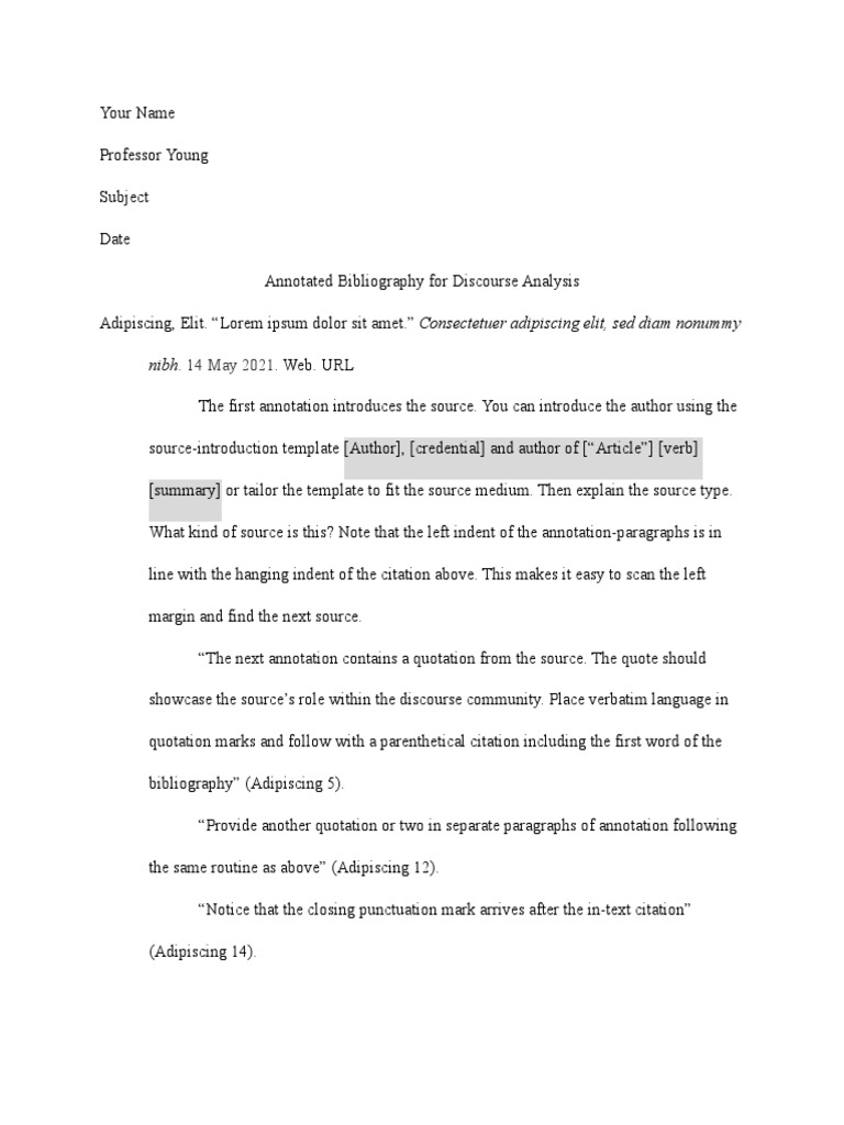 Copy of Annotated Bib For Discourse Analysis 2 | PDF | Citation | Paragraph