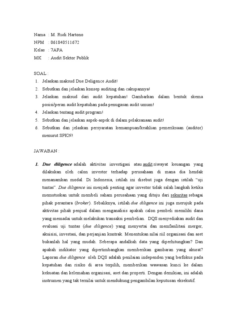 M. Rudi Hartono - 7APA - Tugas 2 Audit SP | PDF M. Rudi Hartono - 7APA - Tugas 2 Audit SP | PDF
