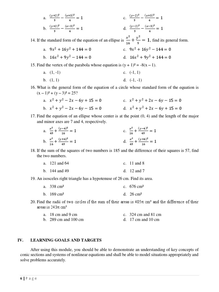 Pre-Calculus (Quarter 1 - Module 1) | PDF | Circle | Equations