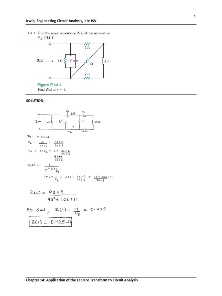 Irwin, Engineering Circuit Analysis, 11e ISV Chapter 14 | PDF | Network Analysis (Electrical ...