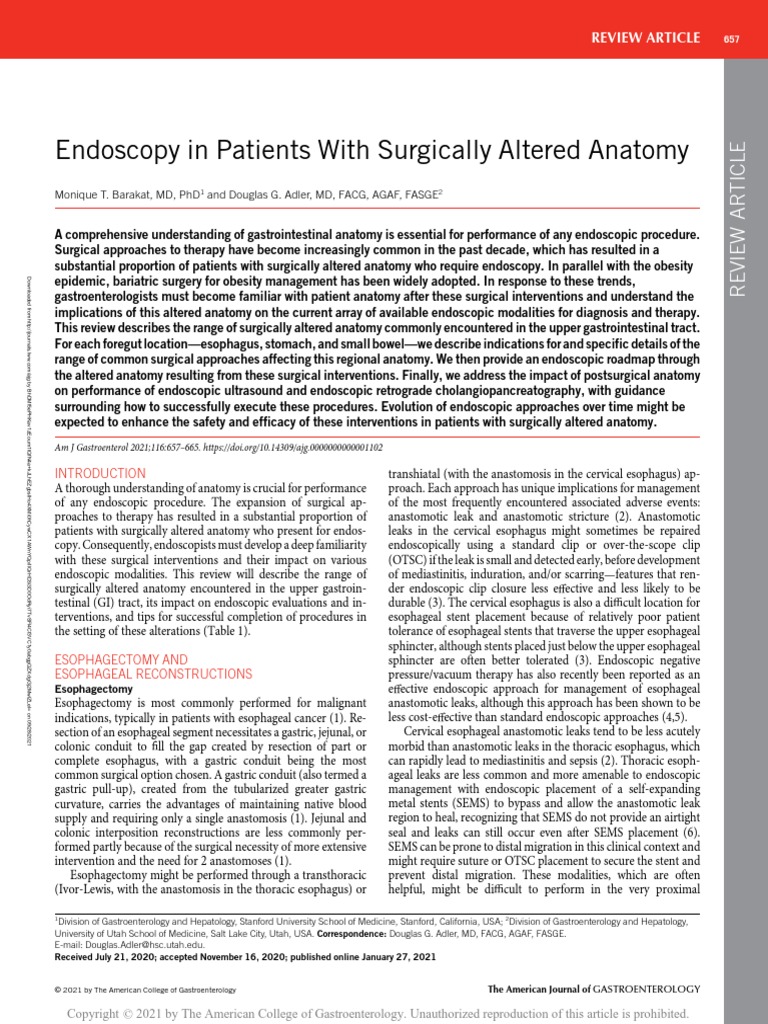 Endoscopy in Patients With Surgically Altered.14 | PDF | Esophagus ...