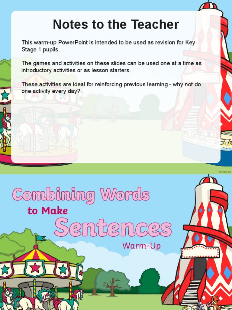 Year 1 Making Sentences Warmup Powerpoint | PDF