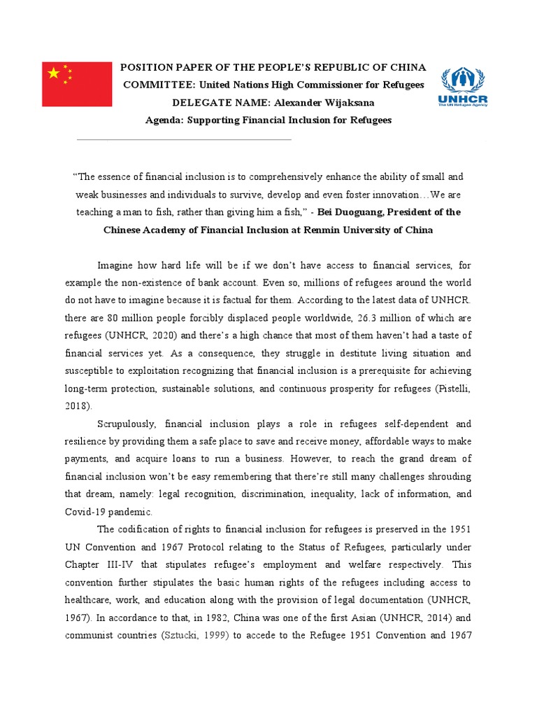(Example) Position Paper China | Download Free PDF | Refugee | United ...