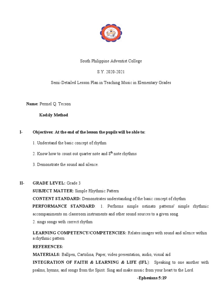 Teaching Basic Rhythmic Patterns Through the Kodály Method: A Semi ...