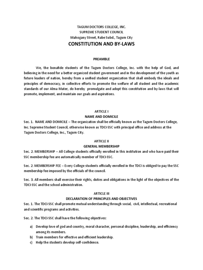 Constitution and By-Laws: Preamble | PDF | Constitutional Amendment | Ratification